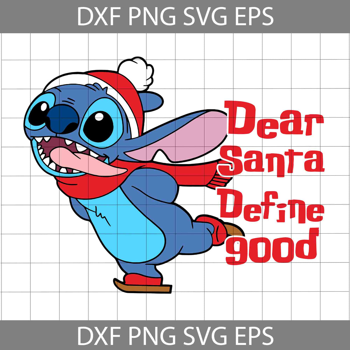 Stitch Santa Hat Dear Santa Define Good Svg, Cartoon Svg, Merry ...