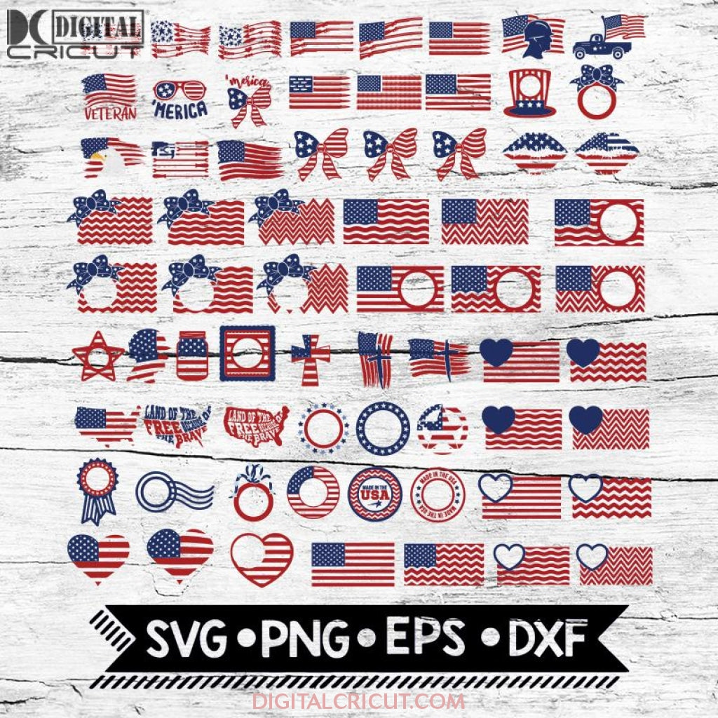 American Flag SVG, Bundle, Fourth of July svg, dxf, eps, png format ...