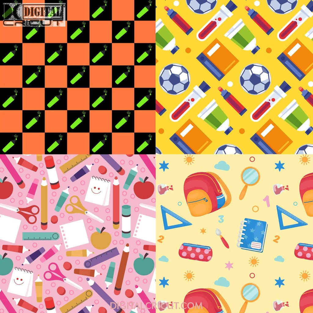 Back To School, School Education Teacher Educator Seamless Pattern, Di ...