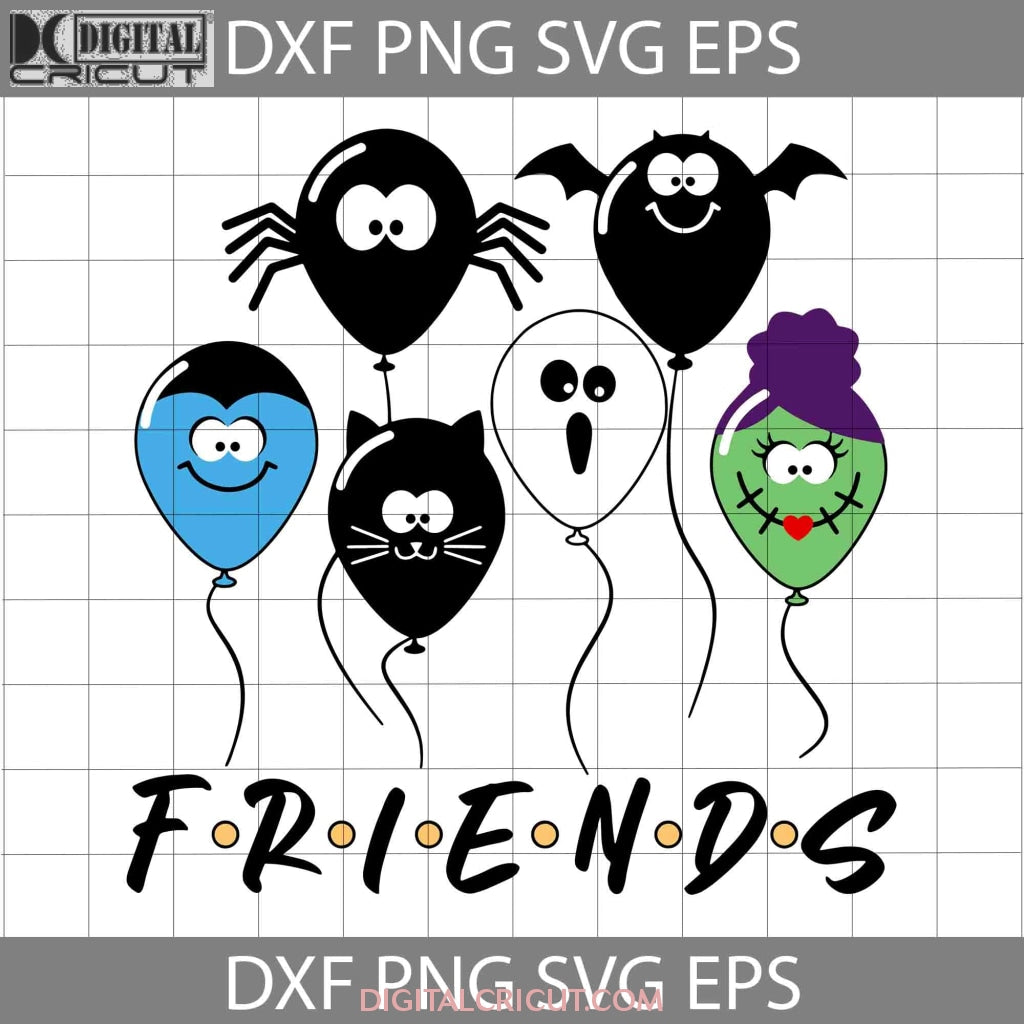 Balloon Bat Black Cat Ghost Witch Spider Vampire Svg, Halloween Svg ...