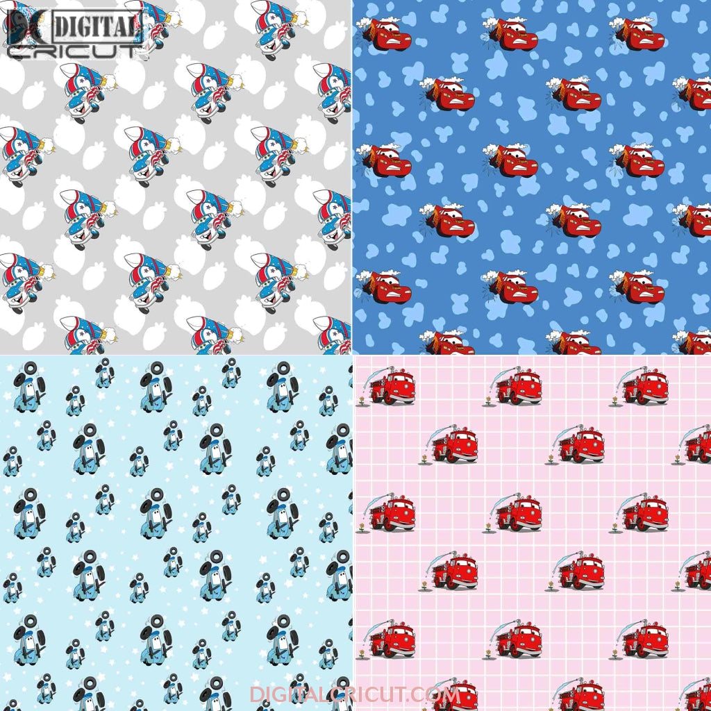 Cars Seamless Pattern, Digital Papers, Scrapbook Papers, Pattern Paper ...