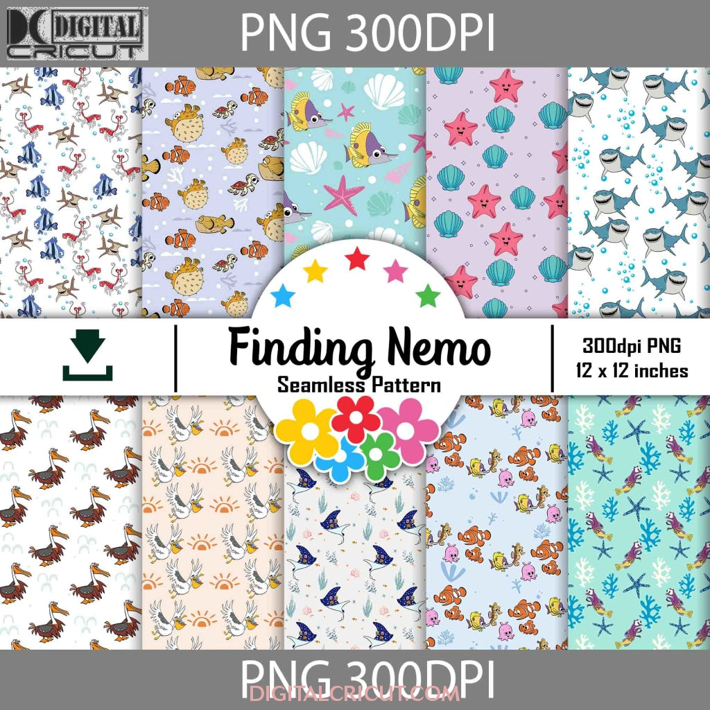 Finding Fish Seamless Pattern, Digital Papers, Scrapbook Papers ...