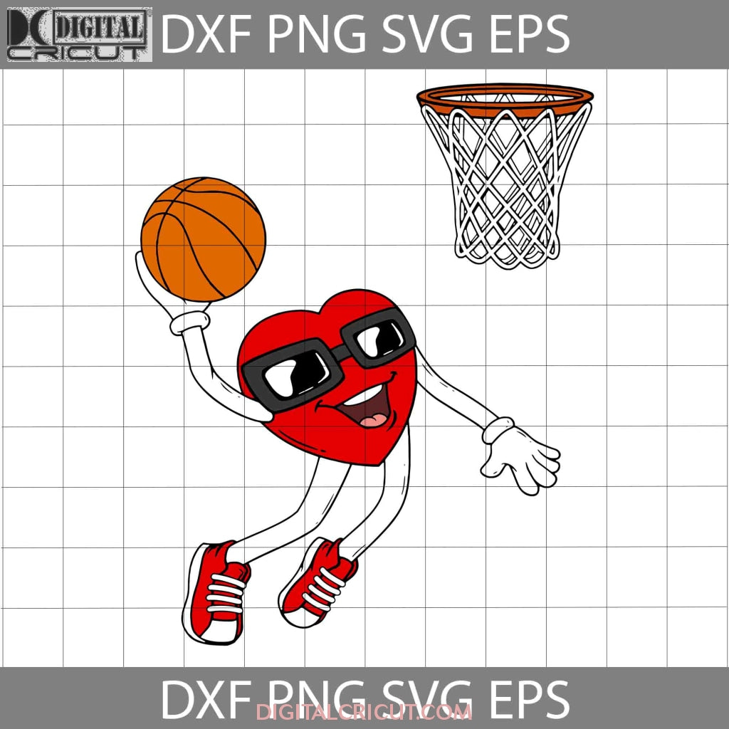 Heart Playing Basketball Svg, Valentine's Day svg,Cricut File, Clipart ...