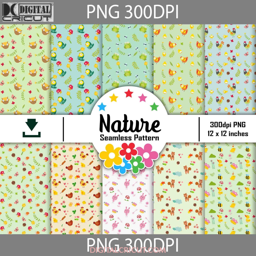 Nature Seamless Pattern, Digital Papers, Scrapbook Papers, Pattern Pap ...