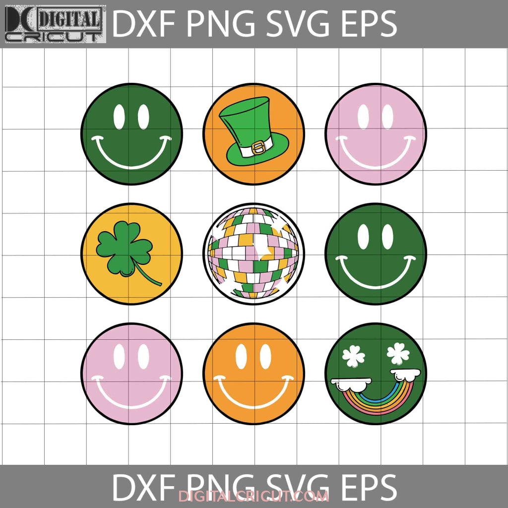 Smiley Face Svg, Shamrock Svg, St. Patrick's Day Svg, Cricut File ...