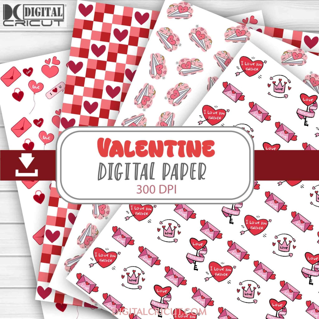Valentine Retro Seamless Pattern, Retro Backgrounds, Digital Papers ...