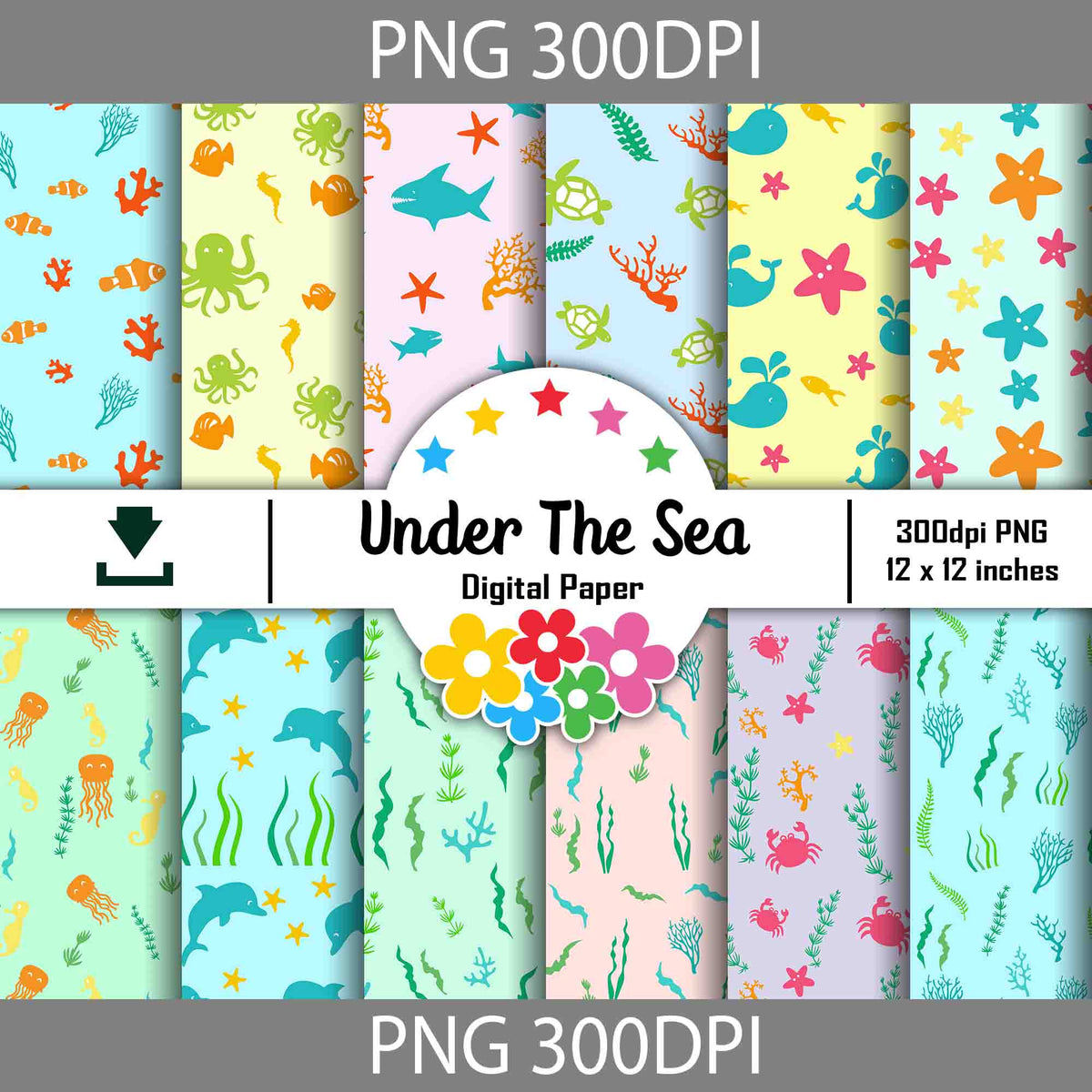Under The Sea Seamless Pattern, Digital Papers, Scrapbook Papers, Patt ...