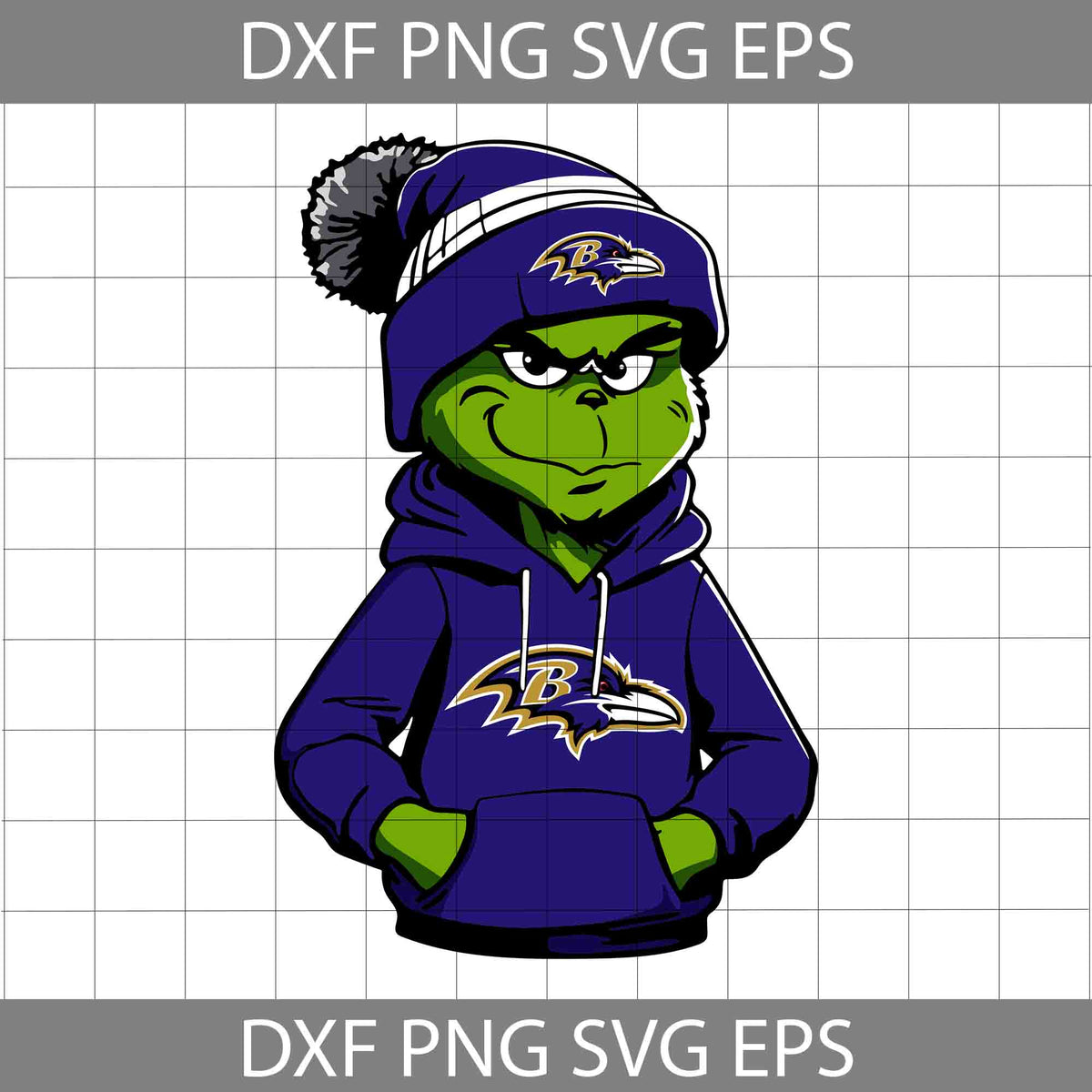 Baltimore Ravens, Baltimore Ravens Svg, Grinch Wearing Baltimore Ravens ...