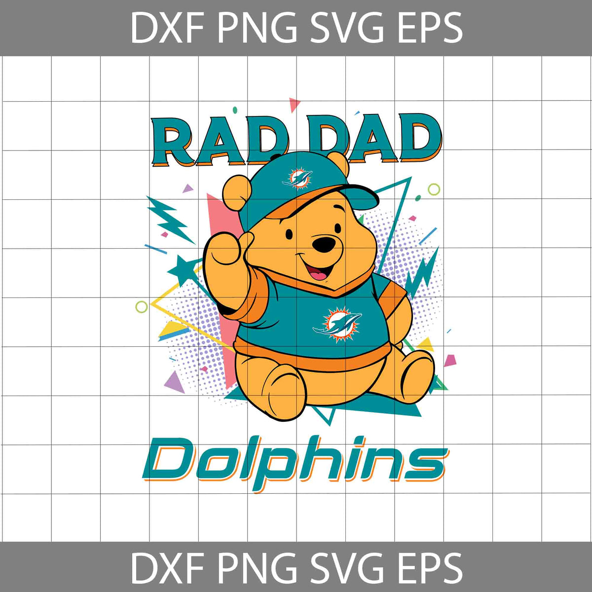 Miami Dolphins, Miami Dolphins Svg, NFL, NFL Svg, Pooh Bear Rad Dad Svg ...