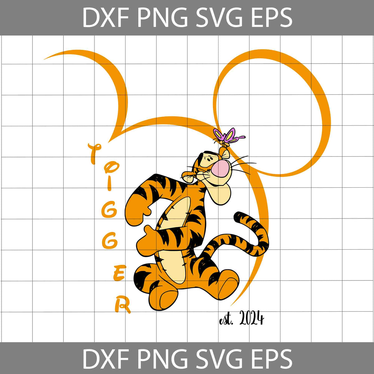 Tigger With Mickey Outline Svg, Tigger Svg, Cartoon Svg, Cricut File ...