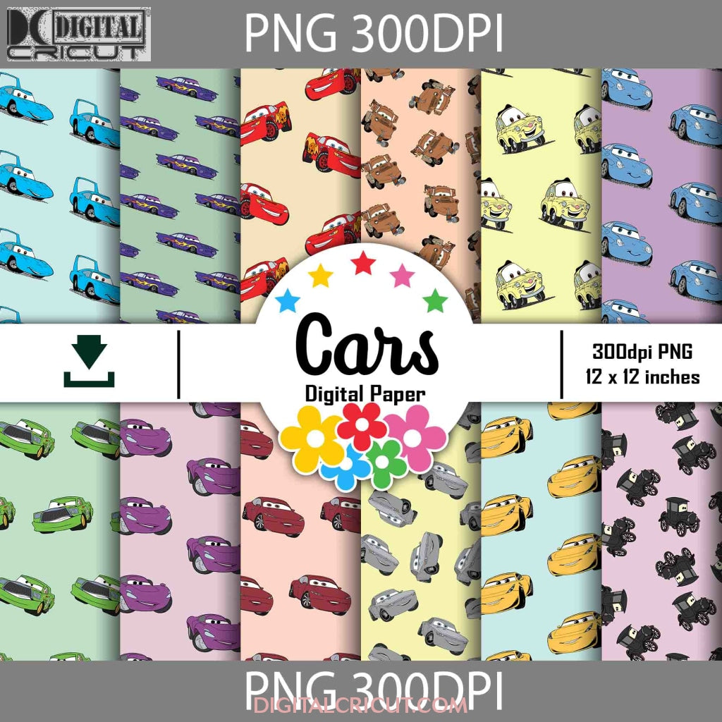 Cars Seamless pattern, Digital Papers, Scrapbook Papers, Pattern Paper ...
