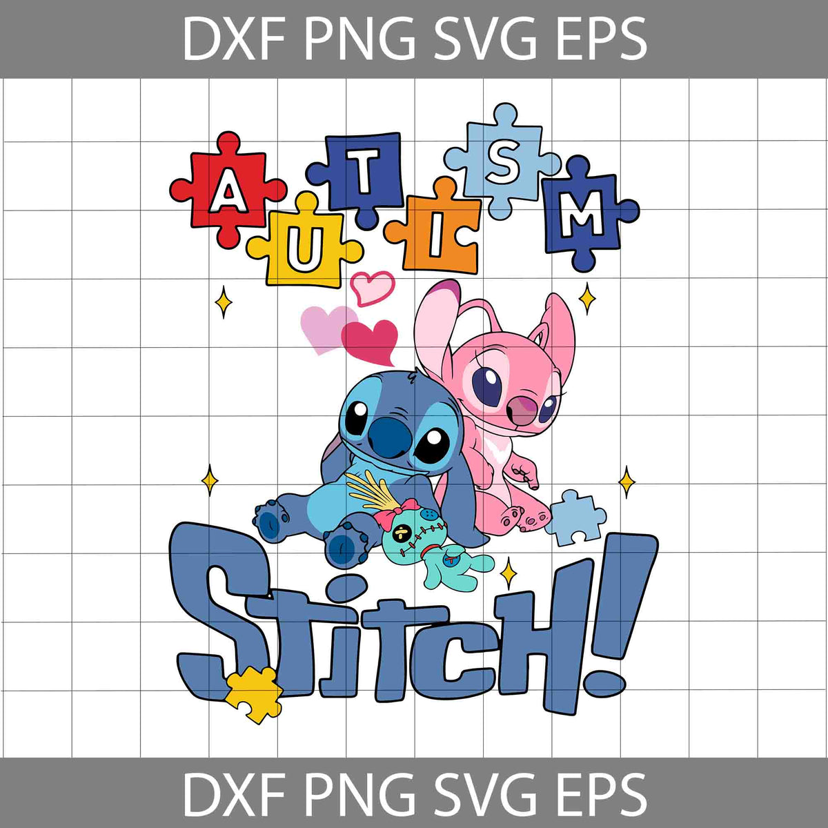 Stitch And Angel Autism Awareness Svg, Stitch And Angel Svg, Stitch ...