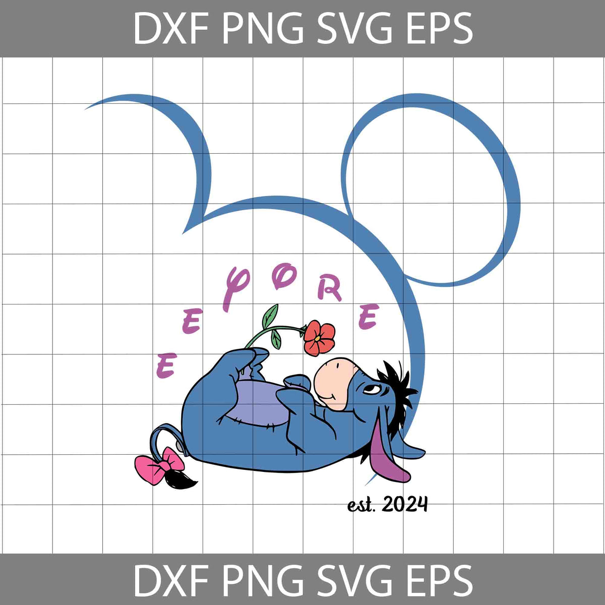 Eeyore With Mickey Outline Svg, Eeyore Svg, Cartoon Svg, Cricut File ...