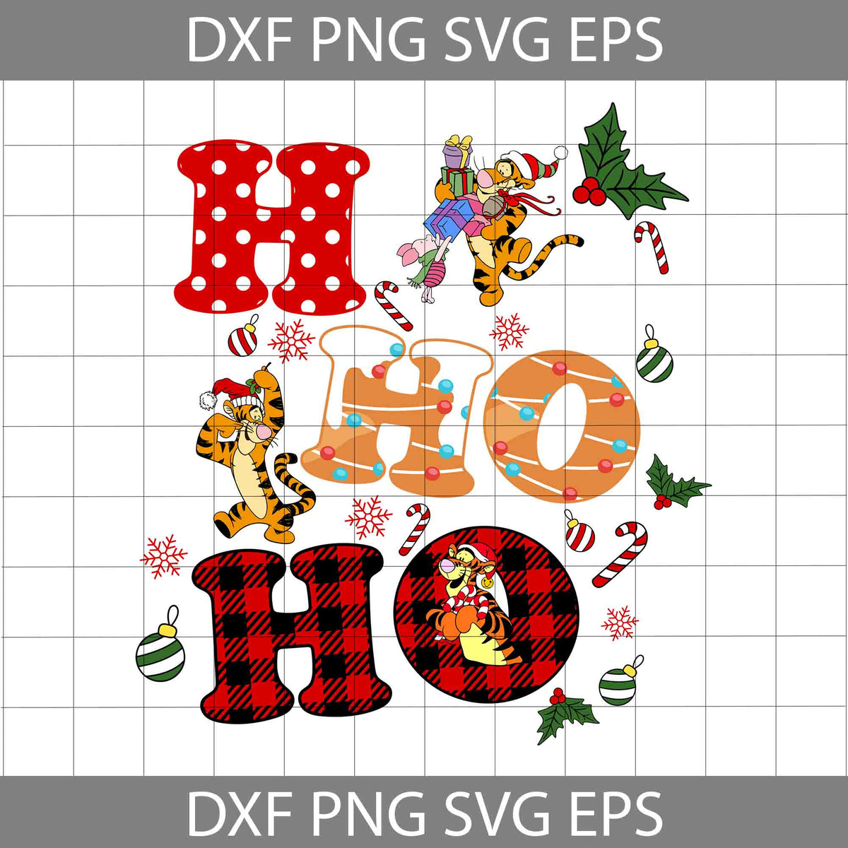 Ho Ho Ho Svg, Piget Svg, Tiger Christmas Svg, Merry Christmas Svg ...