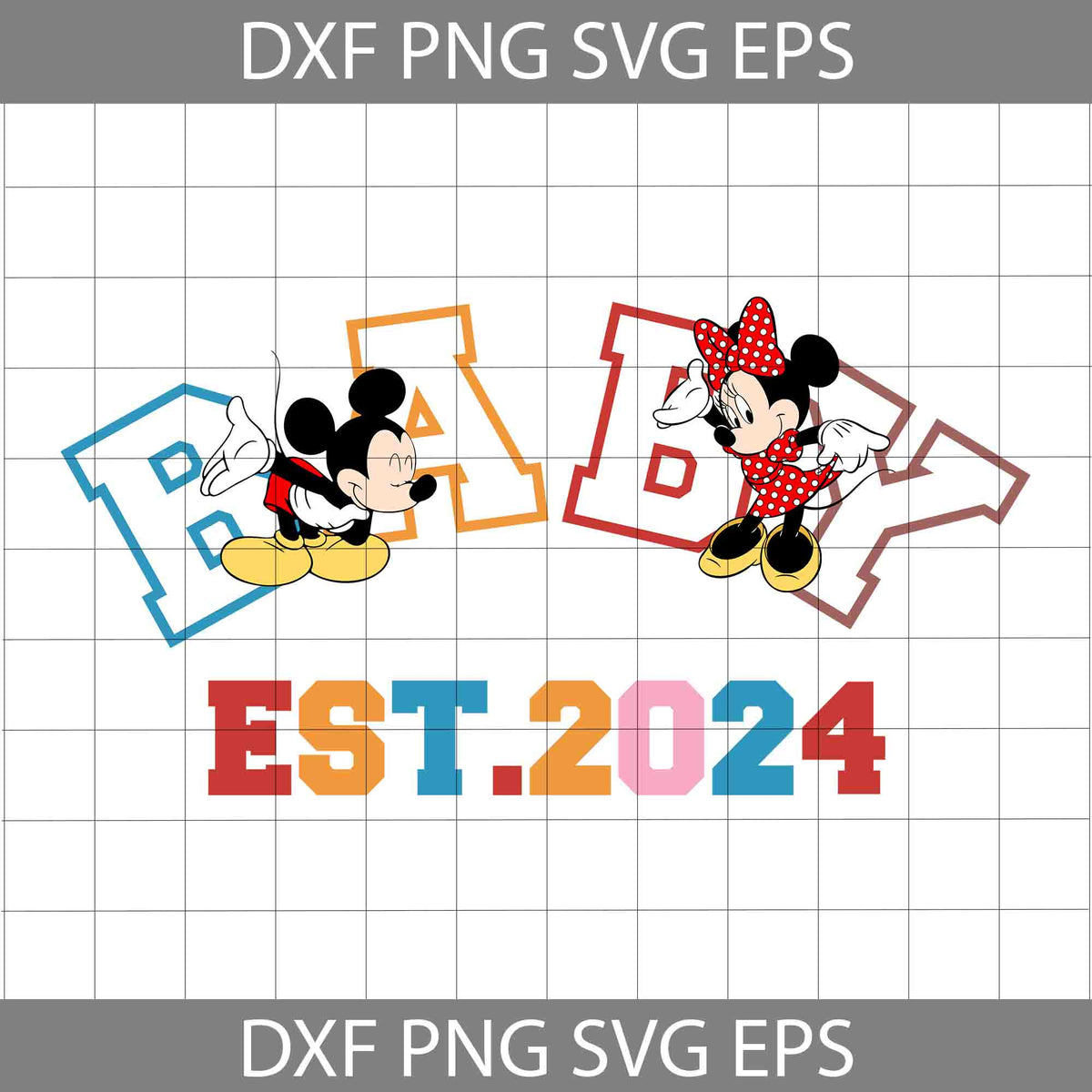 Baby Est 2024 Svg, Family Trip Svg, Mouse and Friend Svg, Mickey Mouse ...