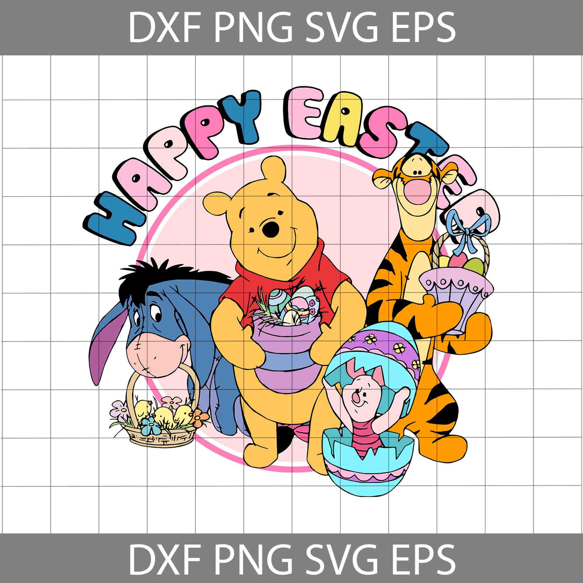 Happy Easter Pooh And Friends Svg, Piglet Tigger Eeyore Easter Bunny ...