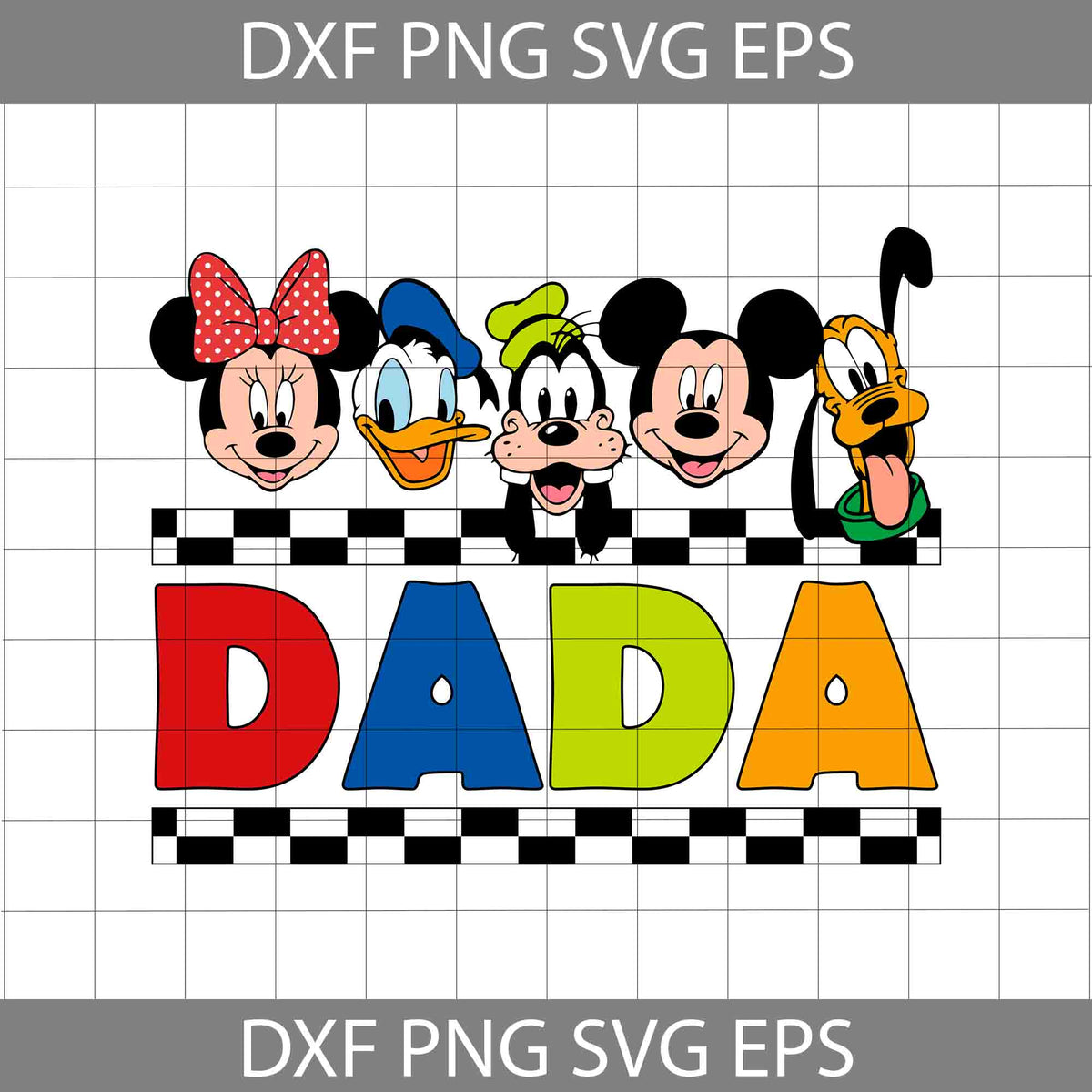 Checkered Dada Svg, Mickey Mouse And Friends Dada Svg, Mickey Mouse Svg ...