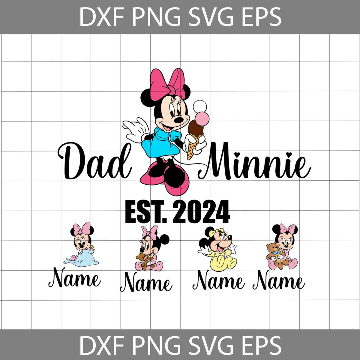 Personalized Dad Minnie Est 2024 Svg, Minnie Mouse Svg, Dad Svg ...