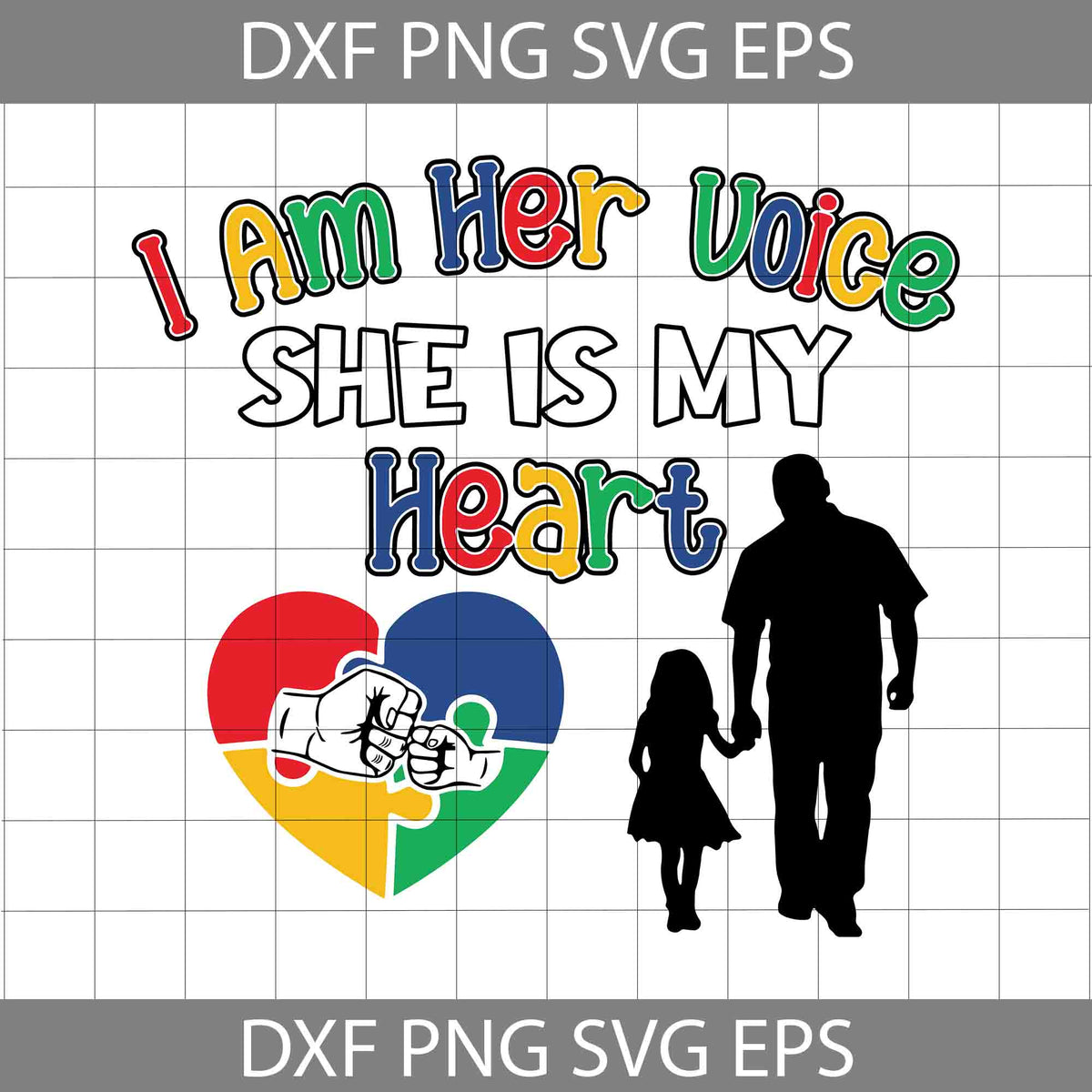 I Am Her Voice She Is My Heart Autism Awareness Dad Svg, Autism Awaren ...
