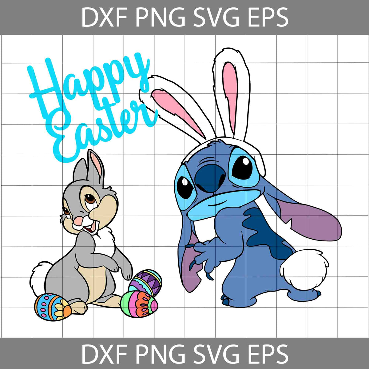 Stitch Easter Svg, Bunny Stitch Svg, Stitch Svg, Bunny Svg, Happy ...