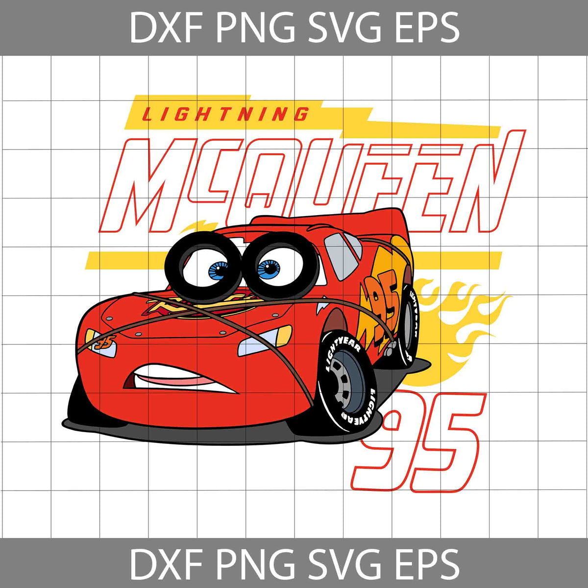 Pixar Lightning McQueen 95 Svg, Lightning McQueen Svg, Car Svg, Cartoon ...