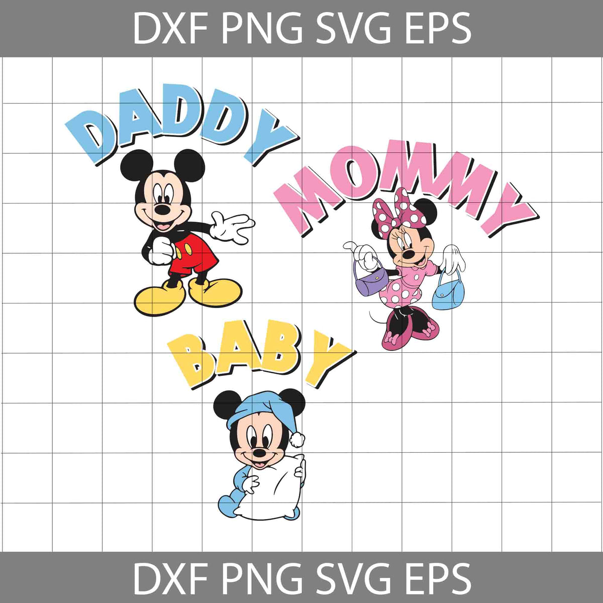 Mickey Minnie Family Year Born Svg, Daddy Mommy Baby Svg, Dad Svg ...