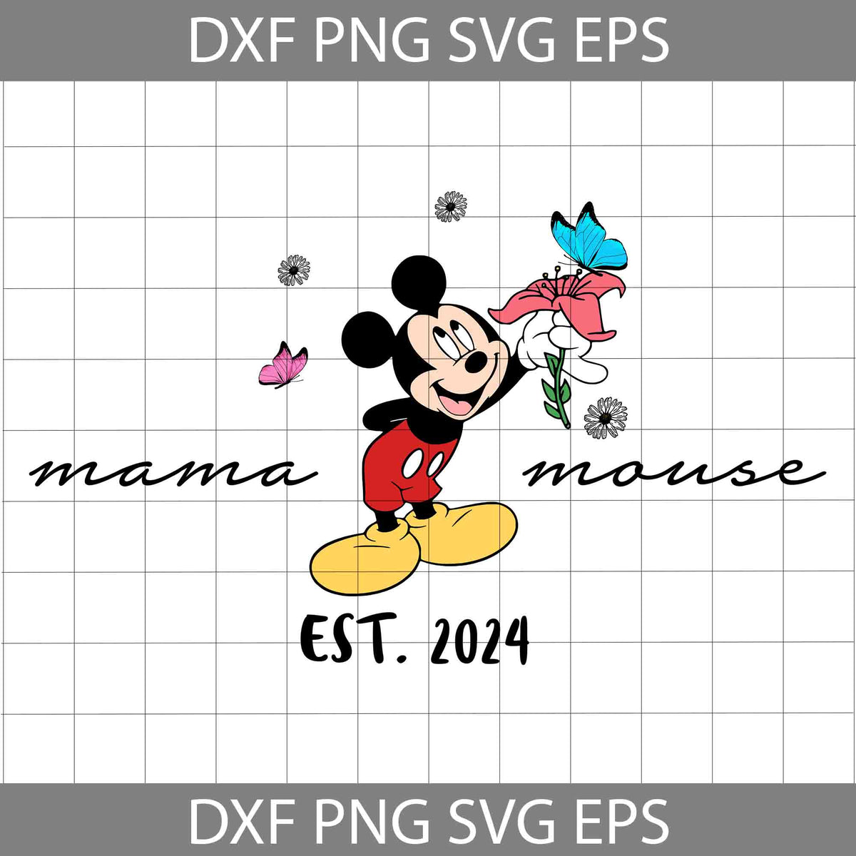 Mickey Mama Mouse Est 2024 Svg, Mickey Mouse Svg, Cartoon Svg, Mother's ...