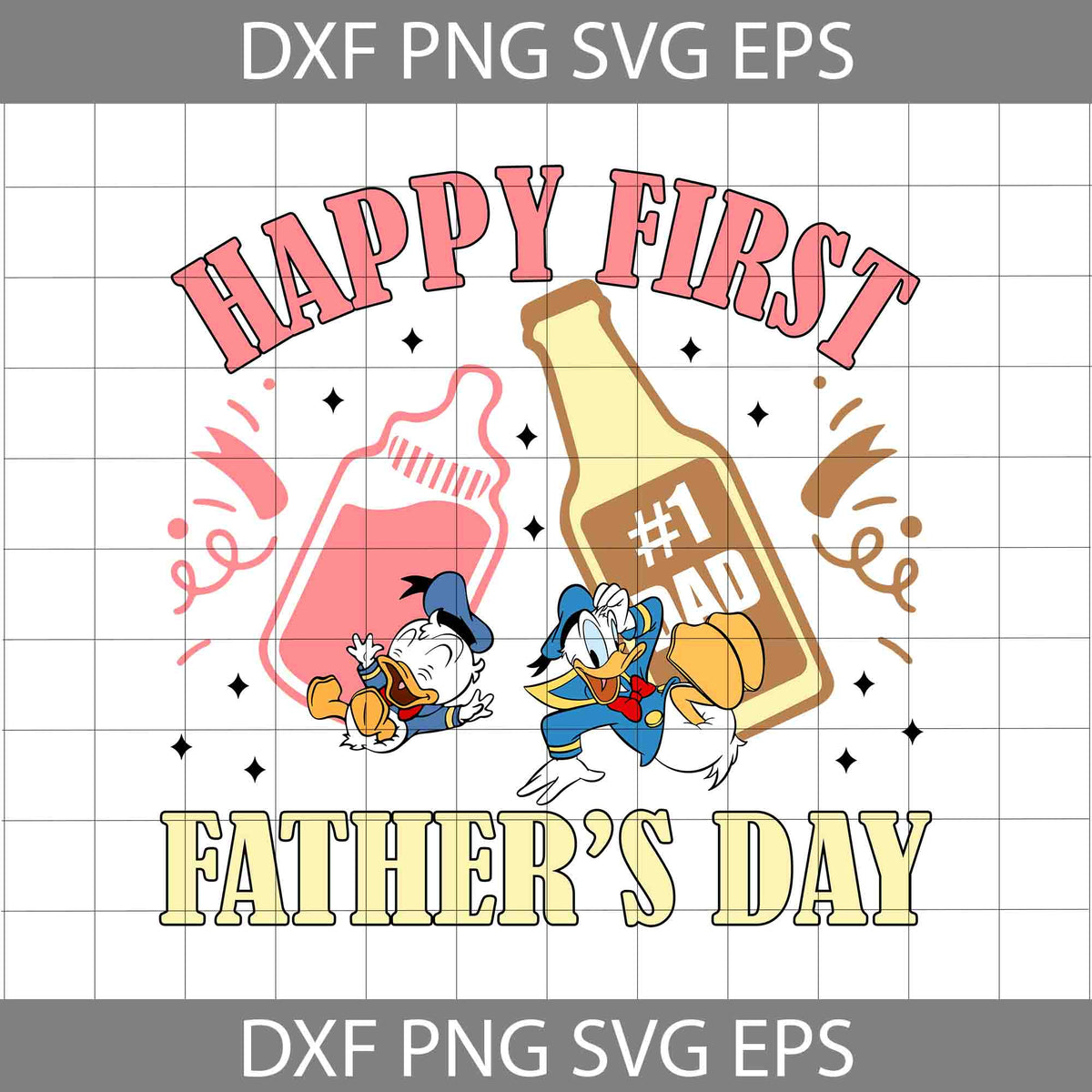 Happy First Fathers Day Donald Duck And Baby Svg, Donald Duck And Baby ...