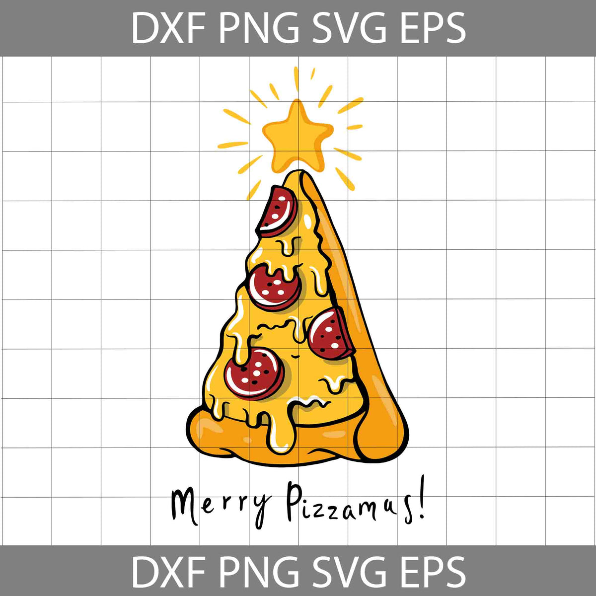 Merry Pizzamas Funny Happy Christmas Pizza Christmas Tree Pizza Lovers ...