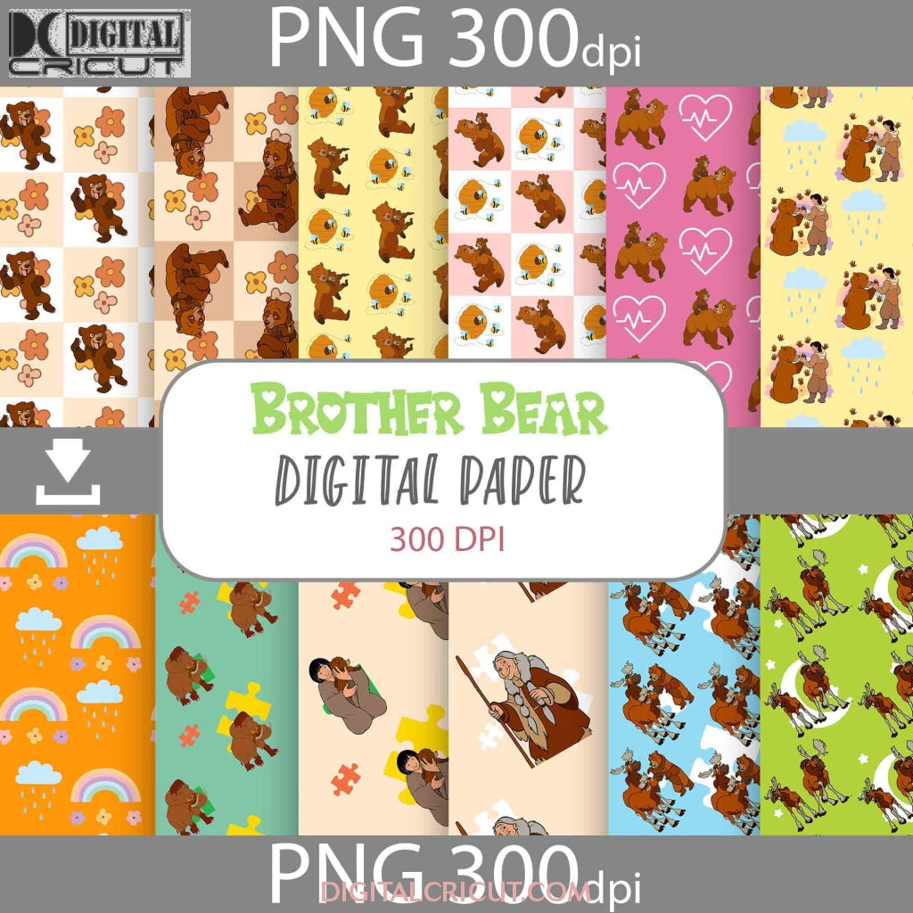 Funny Bear Seamless pattern, Digital Papers, Scrapbook Papers, Pattern ...
