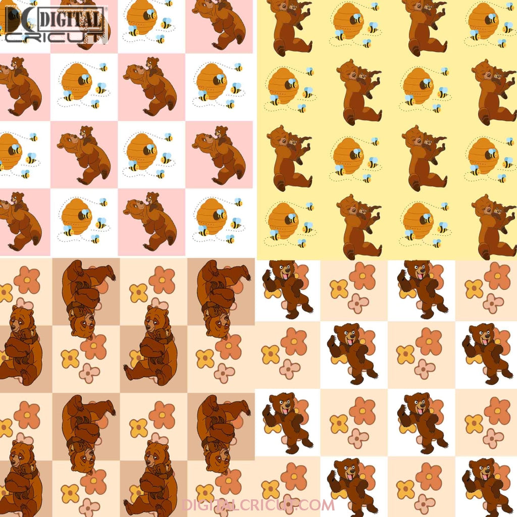 Funny Bear Seamless pattern, Digital Papers, Scrapbook Papers, Pattern ...