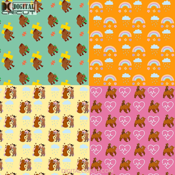 Funny Bear Seamless pattern, Digital Papers, Scrapbook Papers, Pattern ...