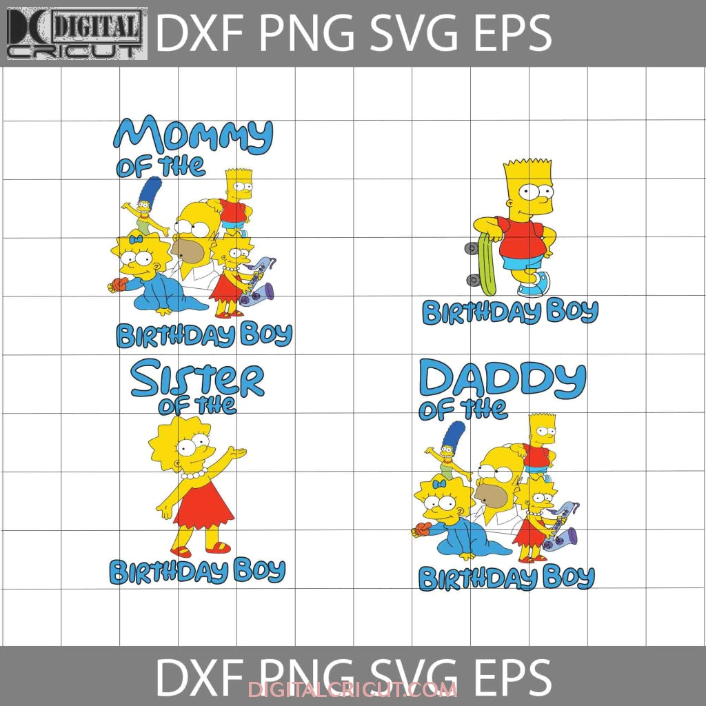 Bundle Family Birthday Boy Svg, The Simpsons Birthday Svg, Cartoon Svg ...