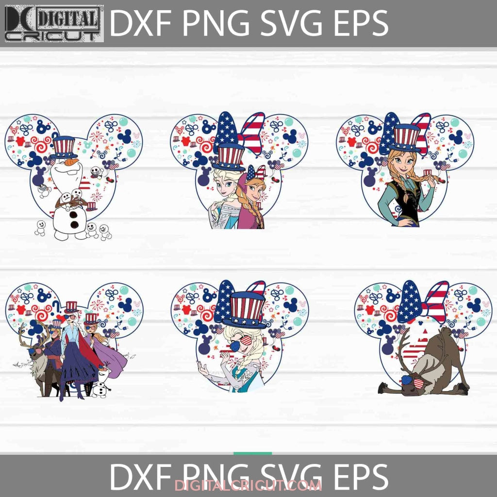 Bundle Frozen 4th Of July Svg, Elsa Svg, Anna Svg, Olaf Svg, Mickey Mo ...