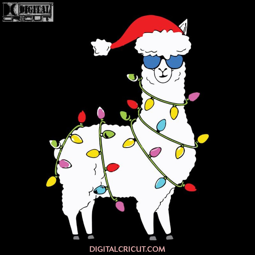 Christmas Llama Light Svg, Wine Svg, Santa Svg, Snowman Svg, Christmas ...