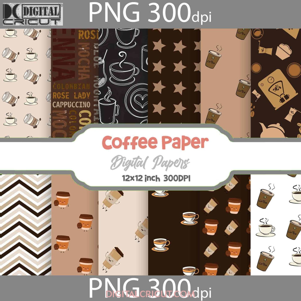 Coffee Seamless Pattern, Digital Papers, Scrapbook Papers, Pattern Pap ...