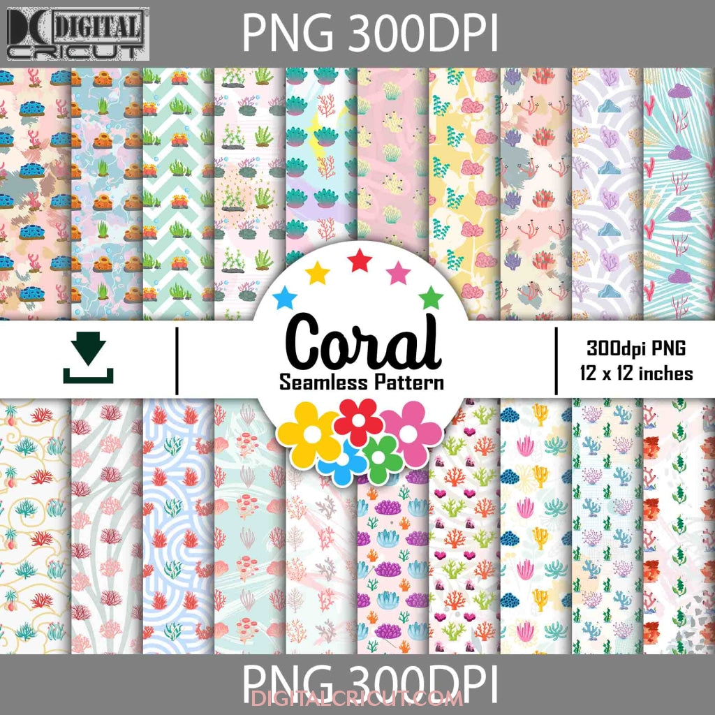 Coral Seamless Pattern, Digital Papers, Scrapbook Papers, Pattern Pape ...