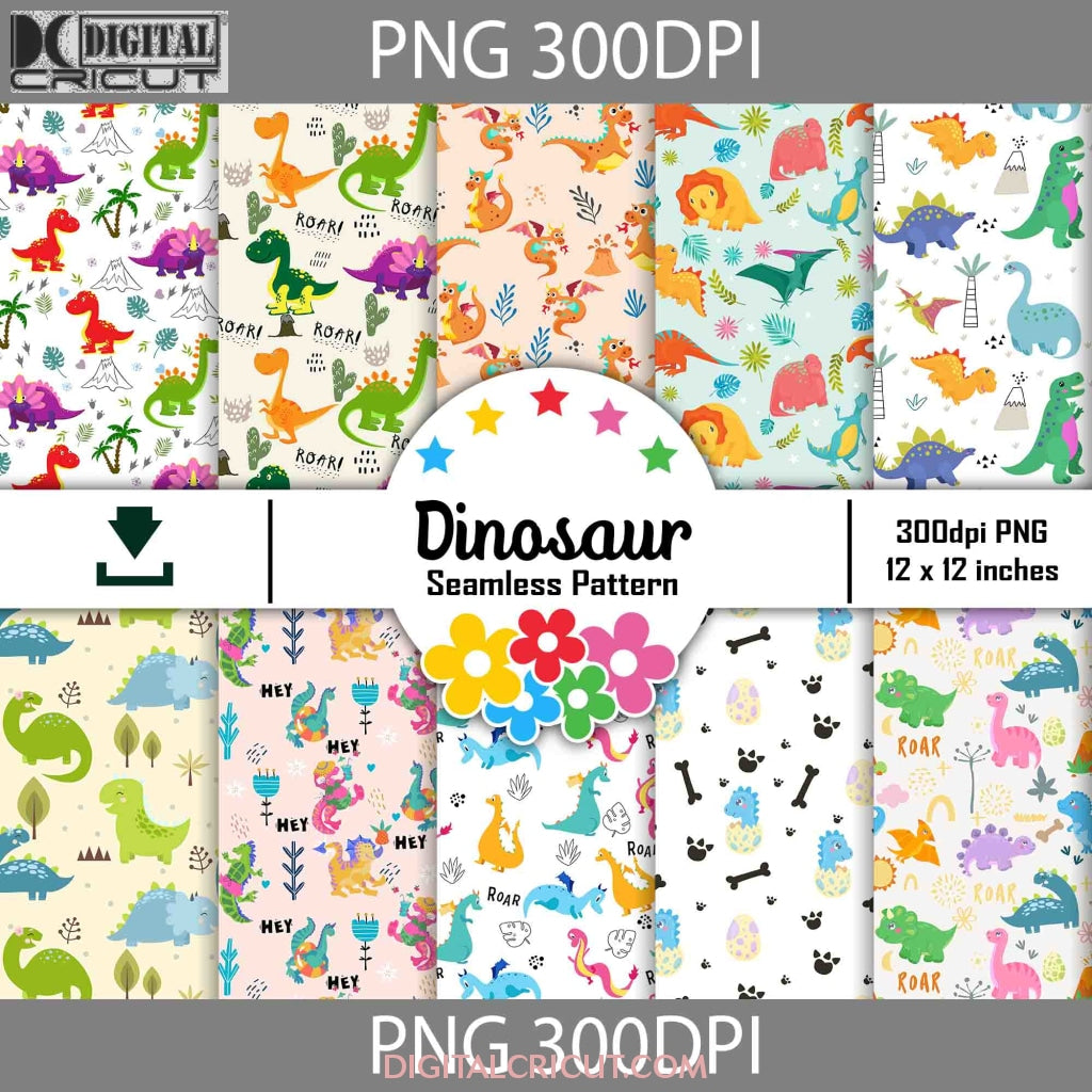 Dinosaur Seamless Pattern, Digital Papers, Scrapbook Papers, Pattern P ...