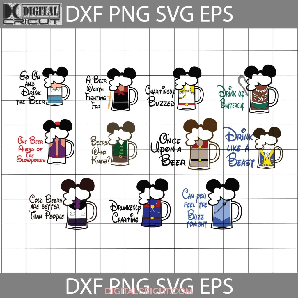 Drinking Beer Mickey and Wine Svg, Drinking Like A Beast Svg, Prince S ...