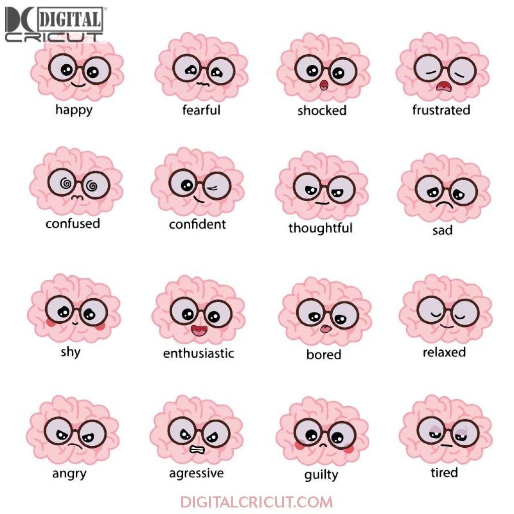 Educational Emoticons Brain Svg, Emoji Graphic For Personal And Commer ...