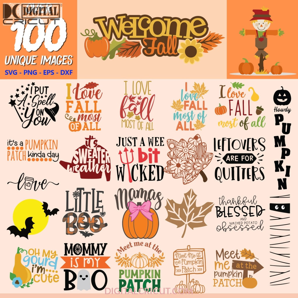 Fall Autumn Clipart, Bundle, Thanksgiving Svg, Halloween Svg, Cut File ...