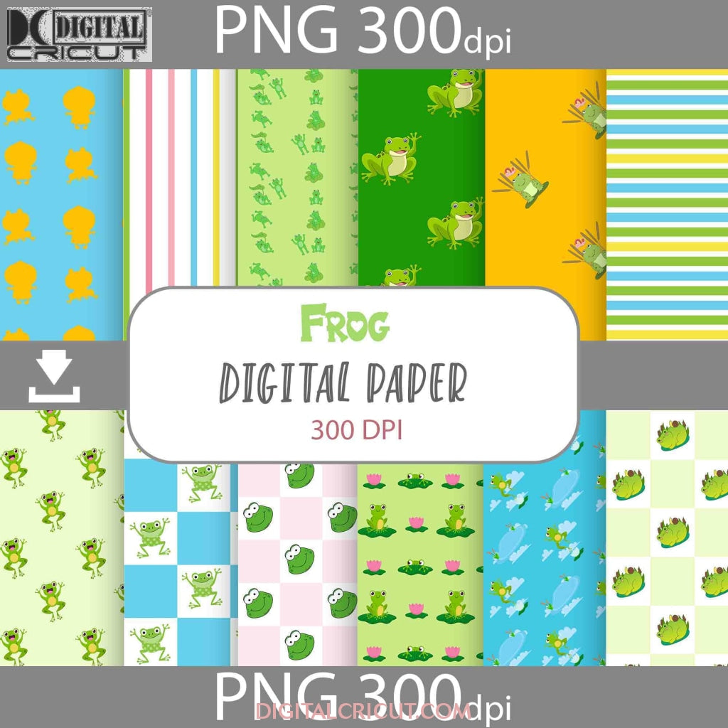 Frog Seamless Pattern, Digital Papers, Scrapbook Papers, Pattern Paper ...