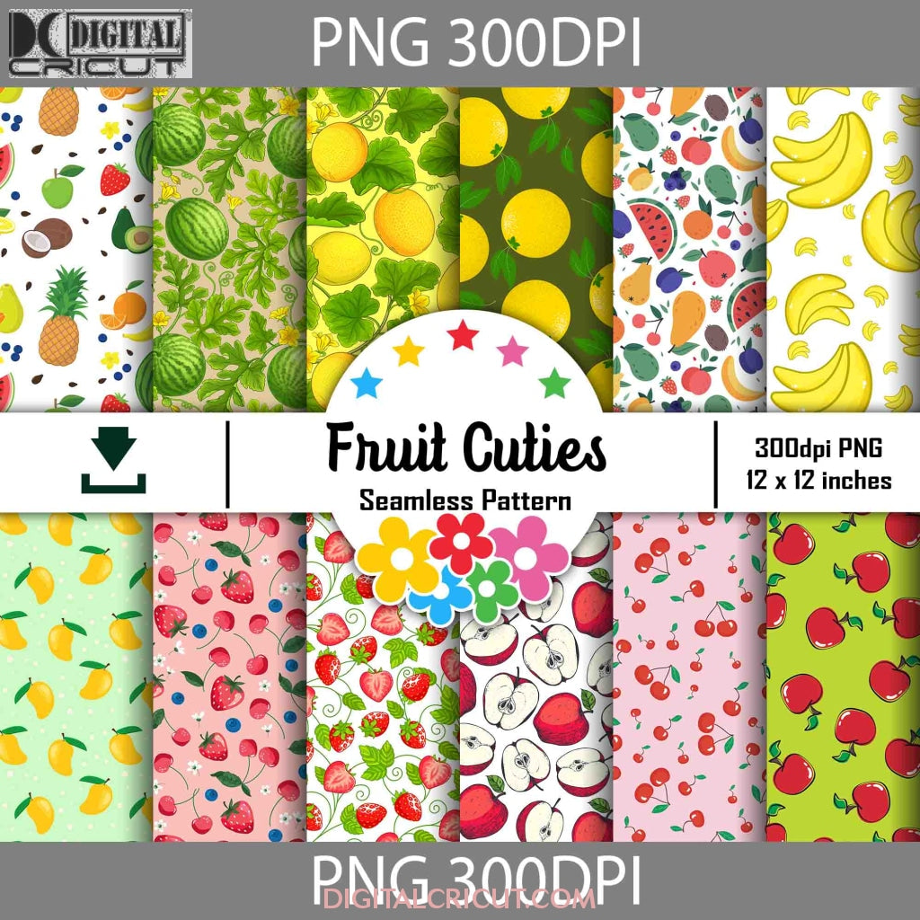 Fruit Cuties Seamless Pattern, Fruits Pattern, Scrapbook, Digital Paper ...