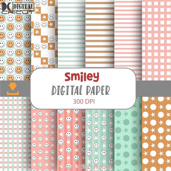 Groovy Retro, Retro Happy Face Seamless Pattern, Digital Papers ...