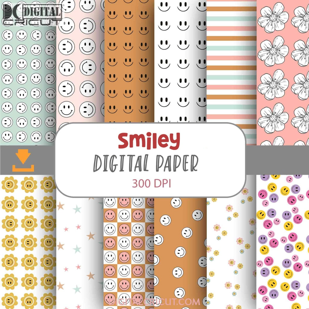 Groovy Retro, Retro Happy Face Seamless Pattern, Digital Papers ...