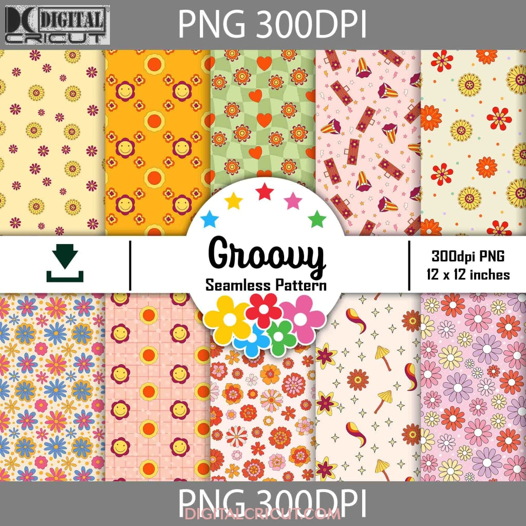 Groovy Seamless Pattern, Digital Papers, Scrapbook Papers, Pattern ...