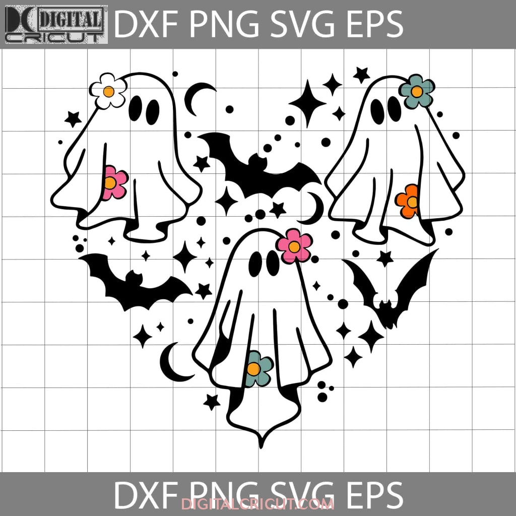Heart Ghost Svg, Flower Ghost Svg, Daisy Ghost Svg, Boo Svg, Halloween ...