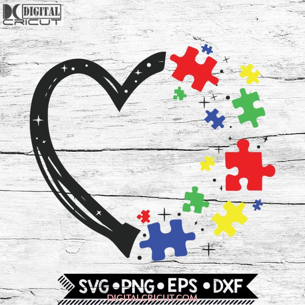 Heart with Puzzle Pieces Svg, Autism Awareness Svg, Autism Svg, Cricut ...