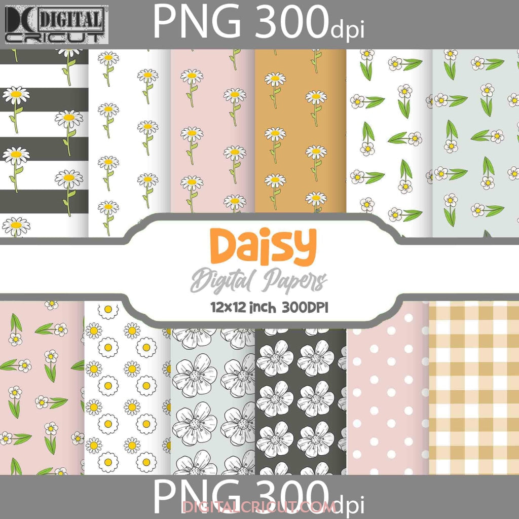 Hello Daisy, Daisy Floral Spring Seamless Pattern, Digital Papers, Scr ...