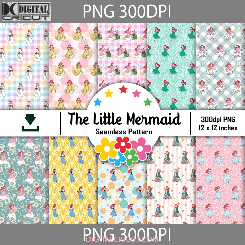 Mermaid Seamless Pattern, Digital Papers, Scrapbook Papers, Pattern ...